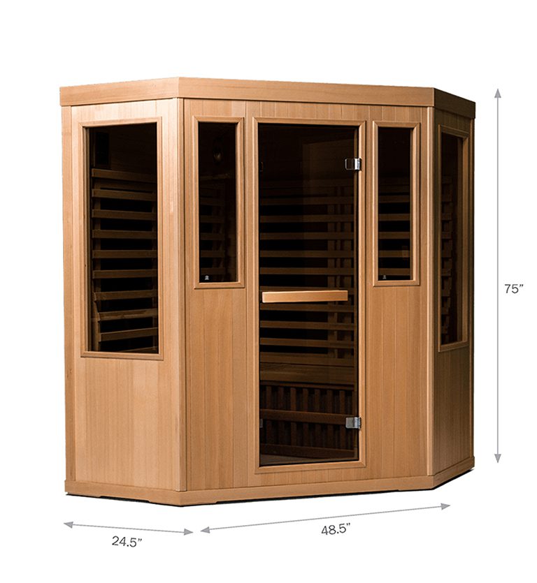 3-Person Corner Hybrid Series IR Sauna (20 amp) - Good Health Saunas
