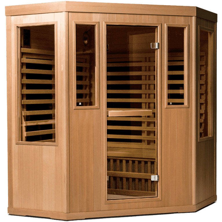 3-Person Corner Hybrid Series IR Sauna (20 amp) - Good Health Saunas